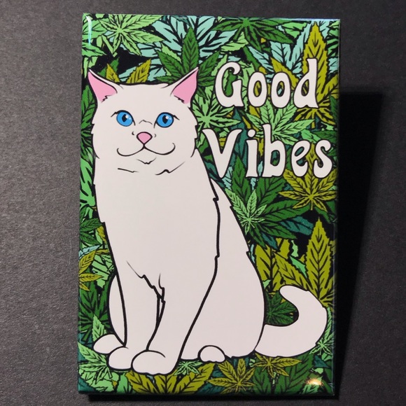 The Cloudy Corgi | Accents | Kitty Cannabis Handmade Magnet Good Vibes ...